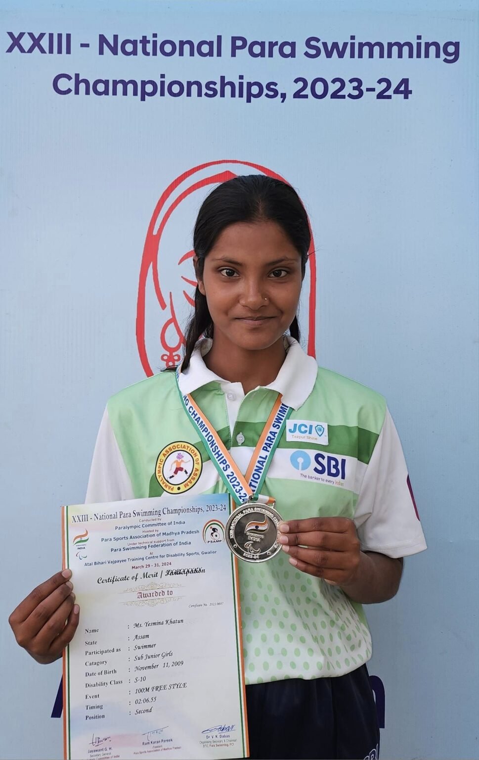 Heartiest Congratulations to Yesmina Khatun a Para Swimmer of Assam for ...